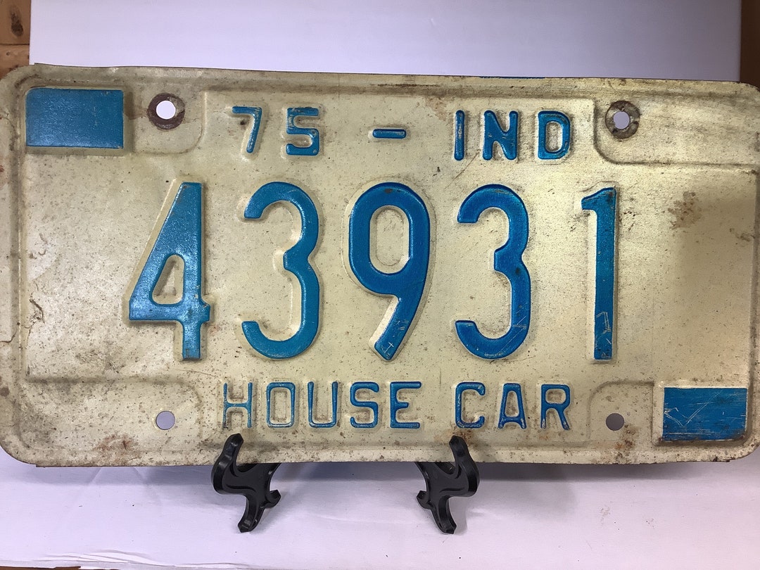 Vintage 1975 House Car Indiana License Plate Birthday Crafts Bars Man ...