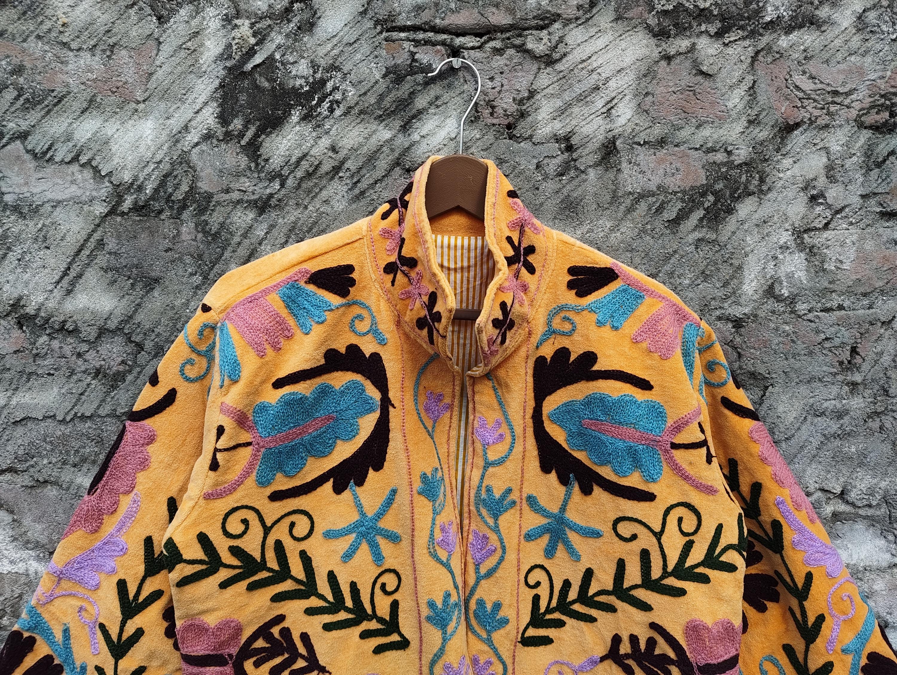 Boho Embroidered Floral Jacket for Women, Handmade Statement Folk ...