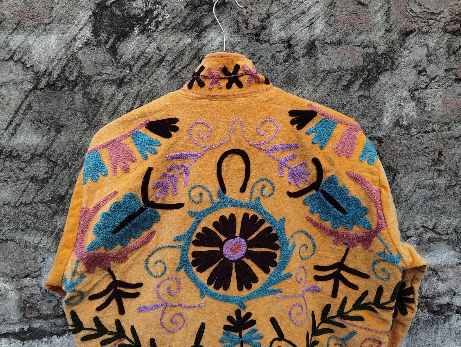 Boho Embroidered Floral Jacket for Women, Handmade Statement Folk ...