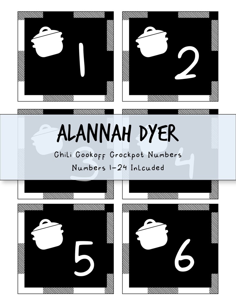 Chili Cook off Party Printables| DIGITAL| Chili Number Cards| Score ...