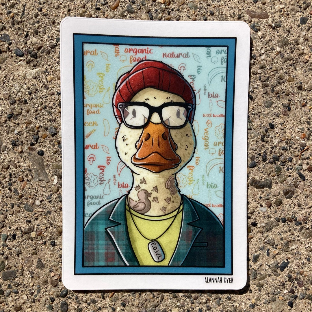 Hipster Duck Sticker | Cute Funny Cartoon Animal Silly Stickers | 3 ...
