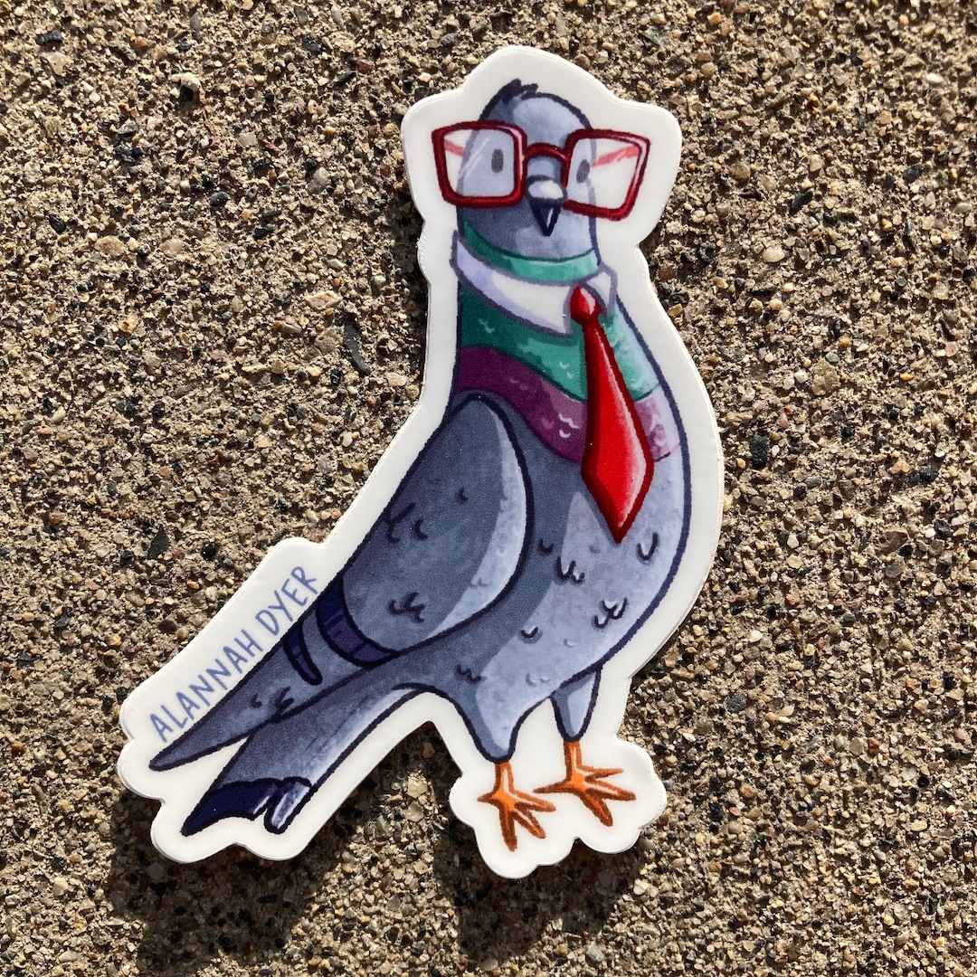 Nerdy Pigeon Sticker | Cute Funny Cartoon Animal Silly Stickers | 3 ...