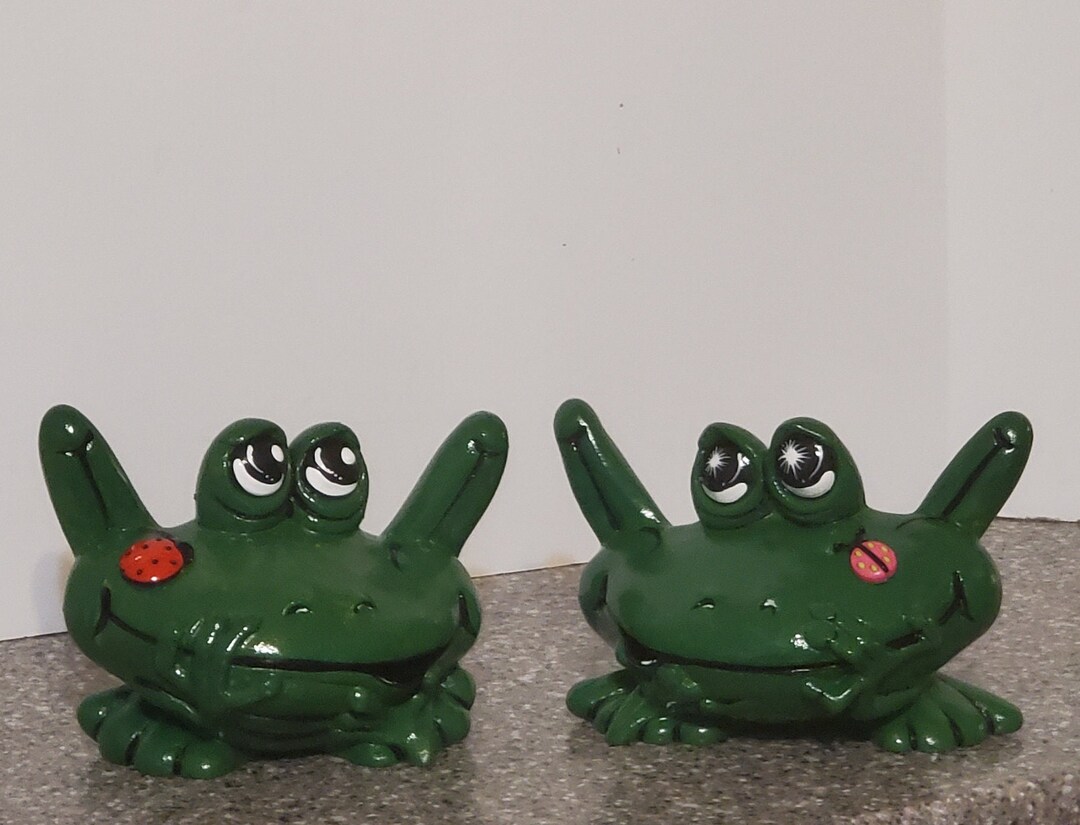 Two Friendly Frogs a Talking. Happy to Greet Everyone Coming to Their ...