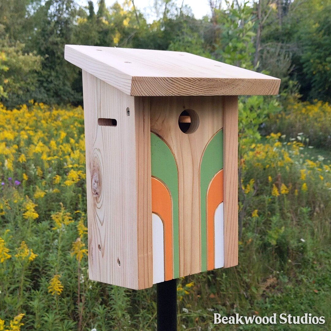 Cedar Nesting Box Birdhouse - Surfboard Pattern - Wren, Nuthatch ...