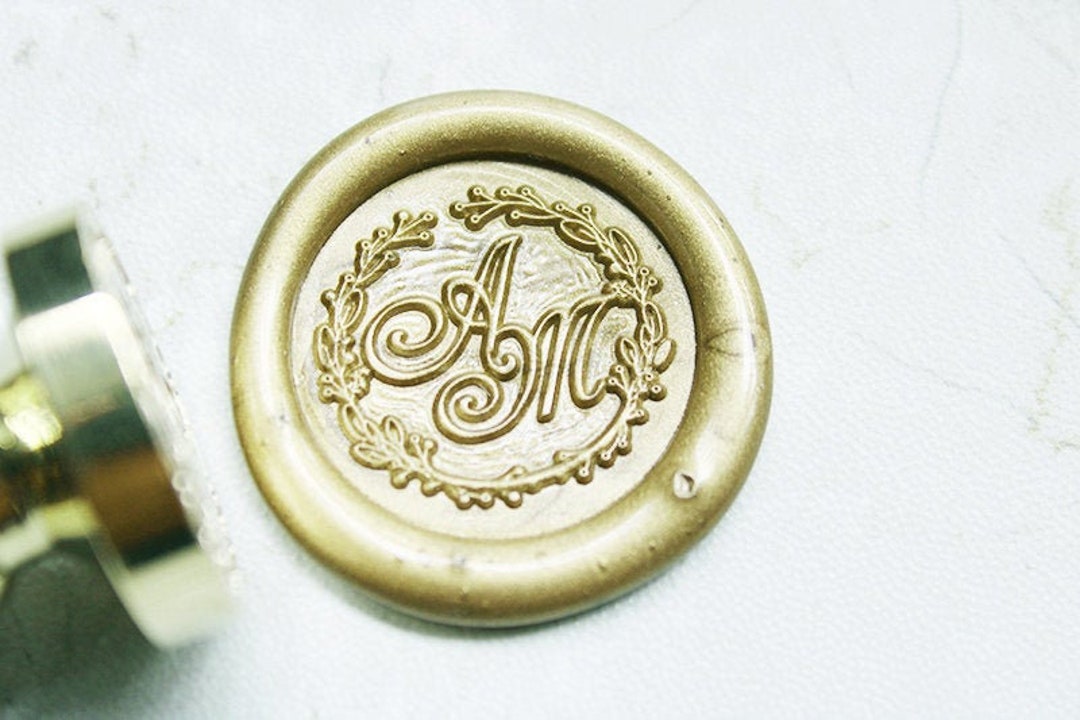 Monogram Wax Seal Stamp Floral Leaves Sealing Wax Stamp Custom Triple ...