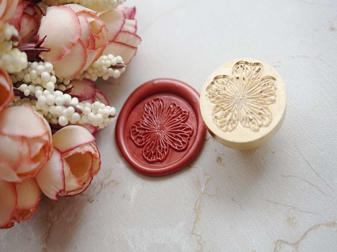 Violet Flower Wax Seal Stamp Botanical Sealing Stamp Kit - Etsy