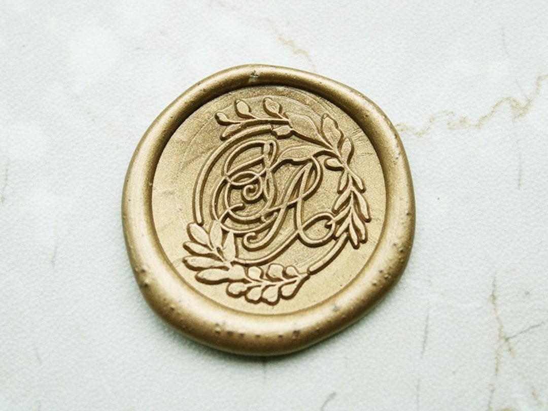 Custom Initials With Flower Wreath Wax Seal Stamp - Personalized ...