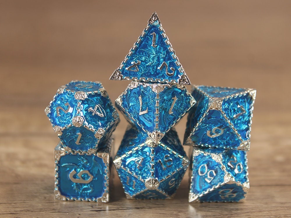 Sky Blue Dice for Dungeons and Dragons-set of Solid Metal Dice-dnd Dice ...