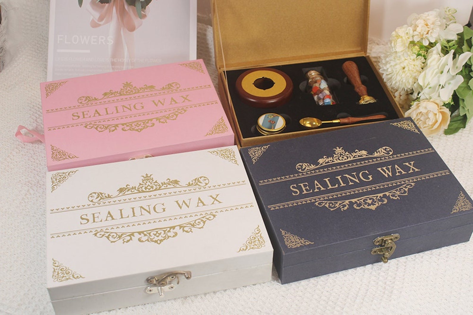 Personalized Wax Seal Stamp/ Vintage Melting Stove Wood Box Set ...