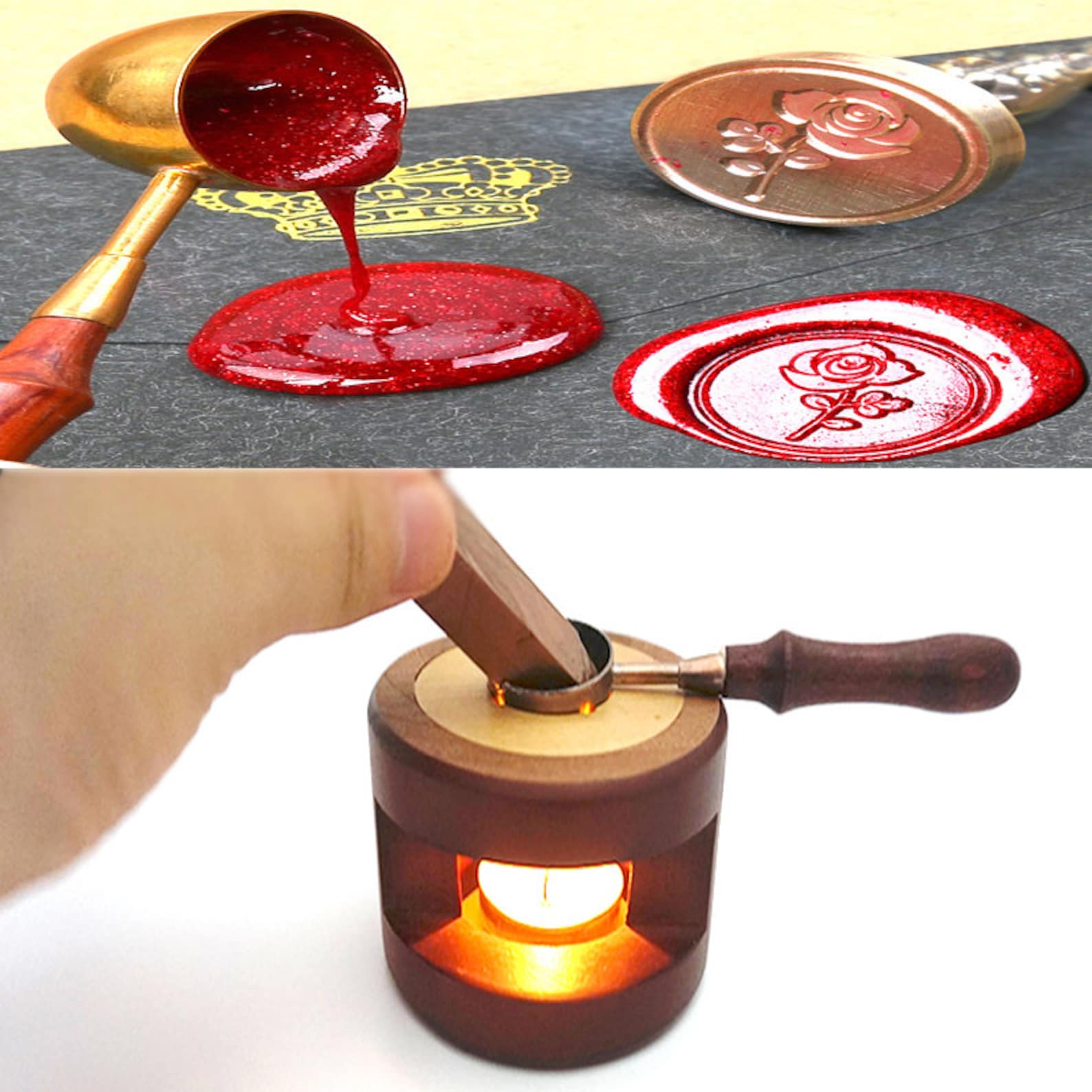 Brass Wax Spoon/Sealing Wax Wooden Melting Furnace Tool Stove | Etsy