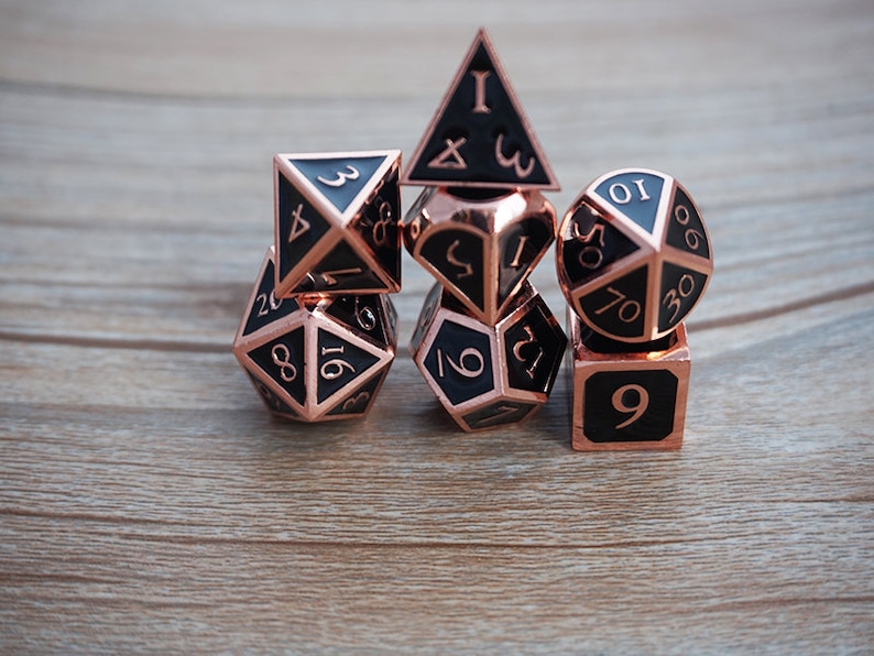 Copper Polyhedral dice set-d&d dice-D4 D6 D8 D10 D% D12 D20 | Etsy