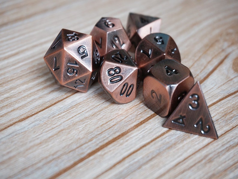 Antique Copper Polyhedral Dice Set-d&d Dice-rpg - Etsy