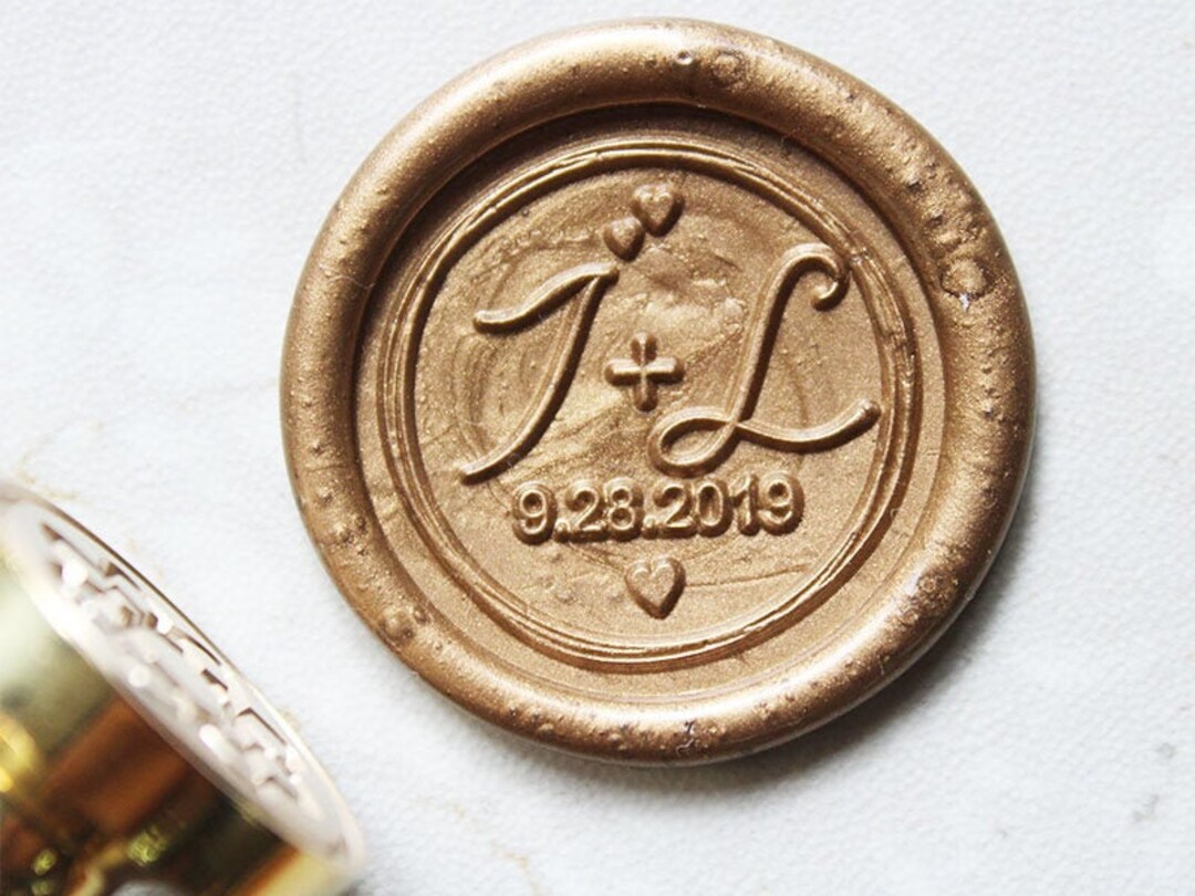 Personalized 2 Initials With Date Wax Stamp-monogram Sealing Stamp ...