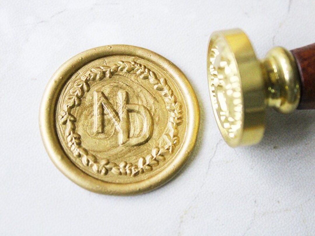 Double Initials Withwreath Wax Seal Stamp - Personalized Wedding Wax ...