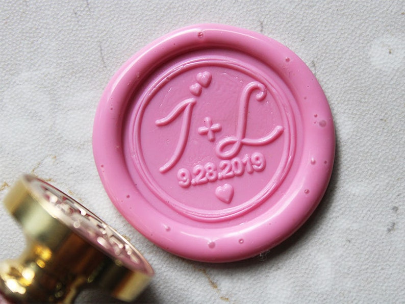Personalized 2 Initials With Date Wax Stamp-monogram Sealing - Etsy