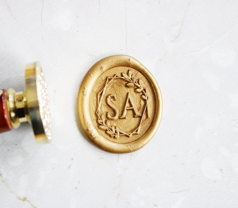 Custom Wedding Wax Seal Stamp Initials With Hexagon Laurel - Etsy