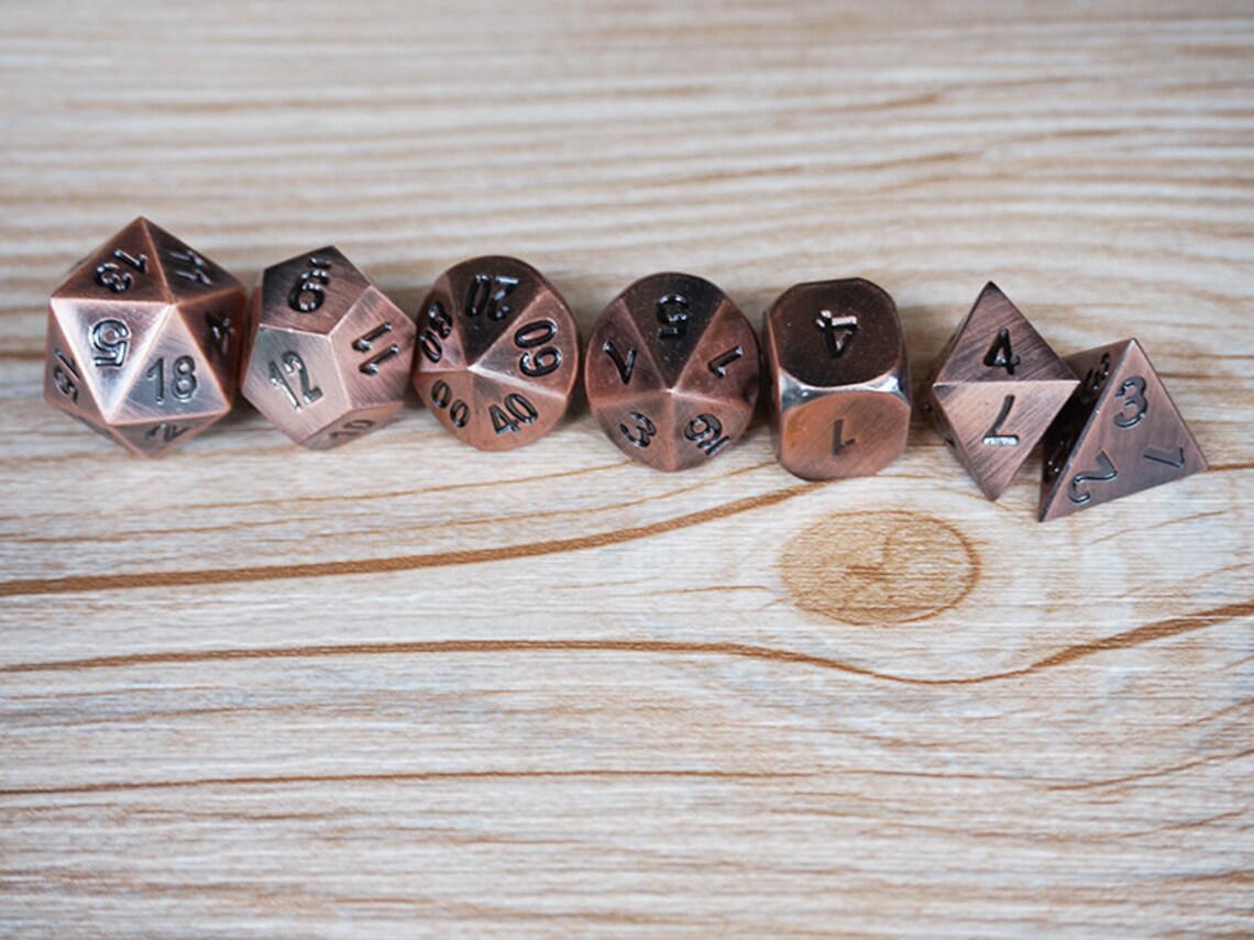 Antique Copper Polyhedral Dice Set-D&D dice-RPG | Etsy