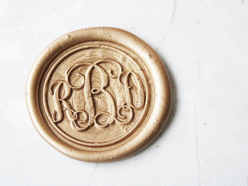 Personalized wax seal stamp with 3 triple initials monogram | Etsy