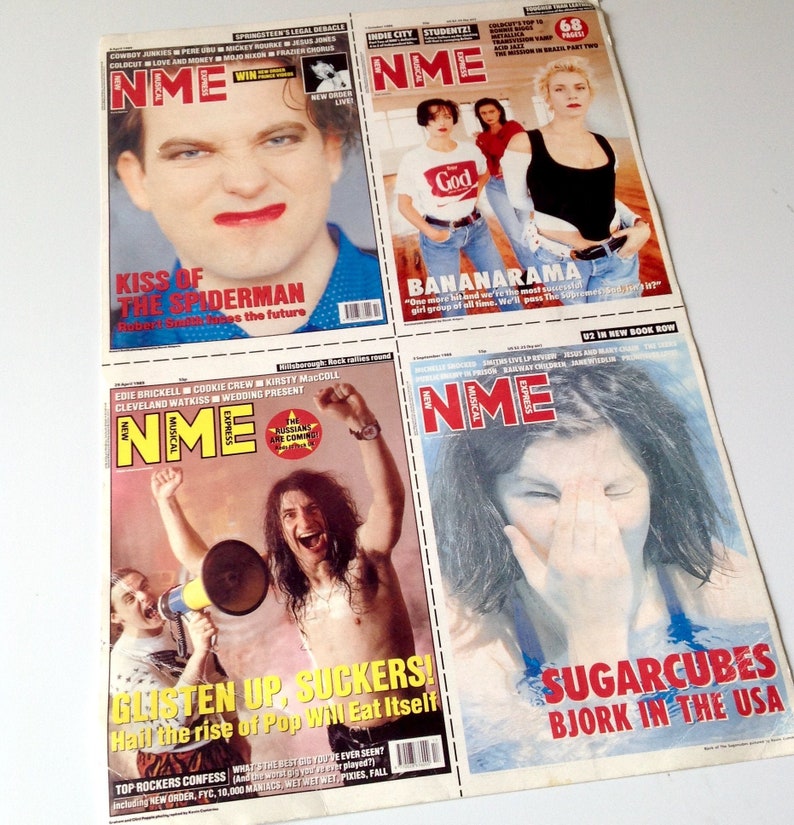 NME Magazine Postcards X 4 Robert Smith, the Cure, Bjork, Bananarama ...