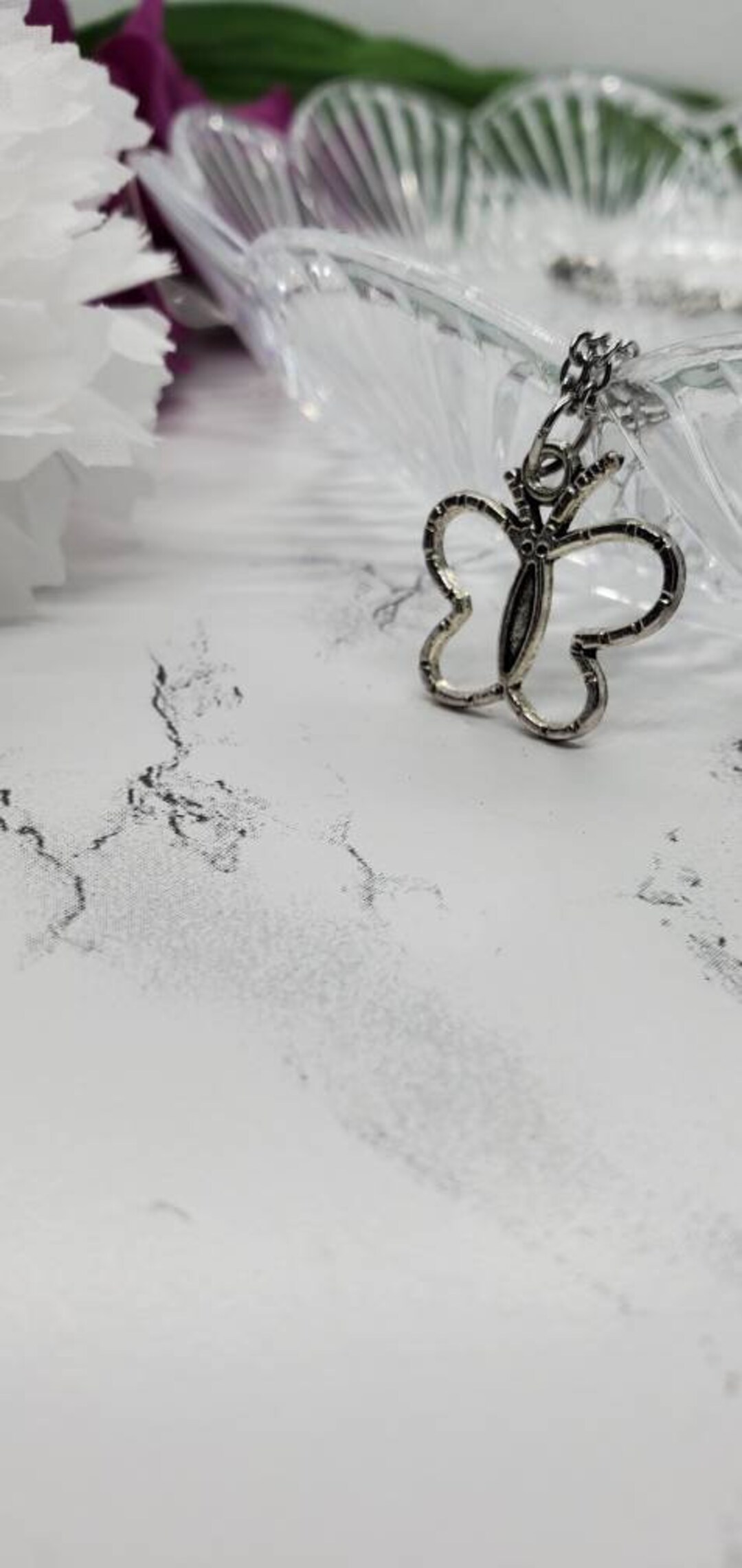 Antique Silver Butterfly Chain Necklace, Stainless Steel Chain ...