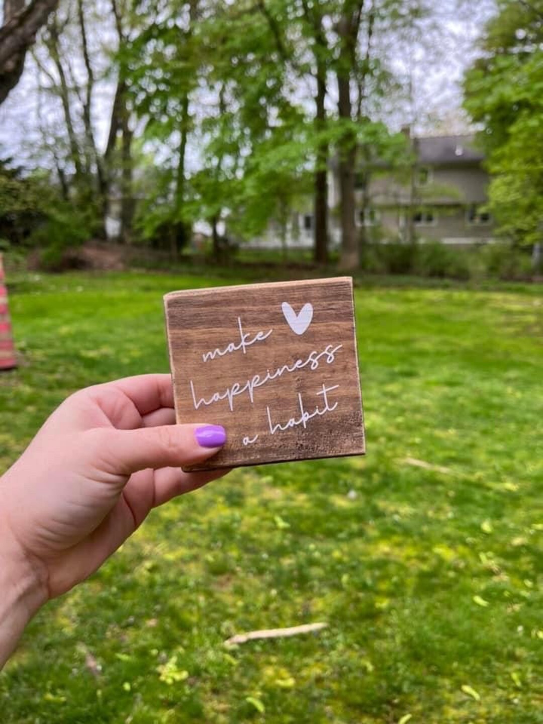 Make Happiness A Habit | | Inspirational Blocks | Home Decor | Desk ...