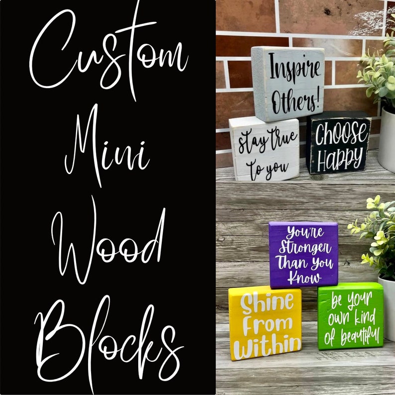 Custom Mini Wood Blocks Inspirational Blocks Home Decor - Etsy