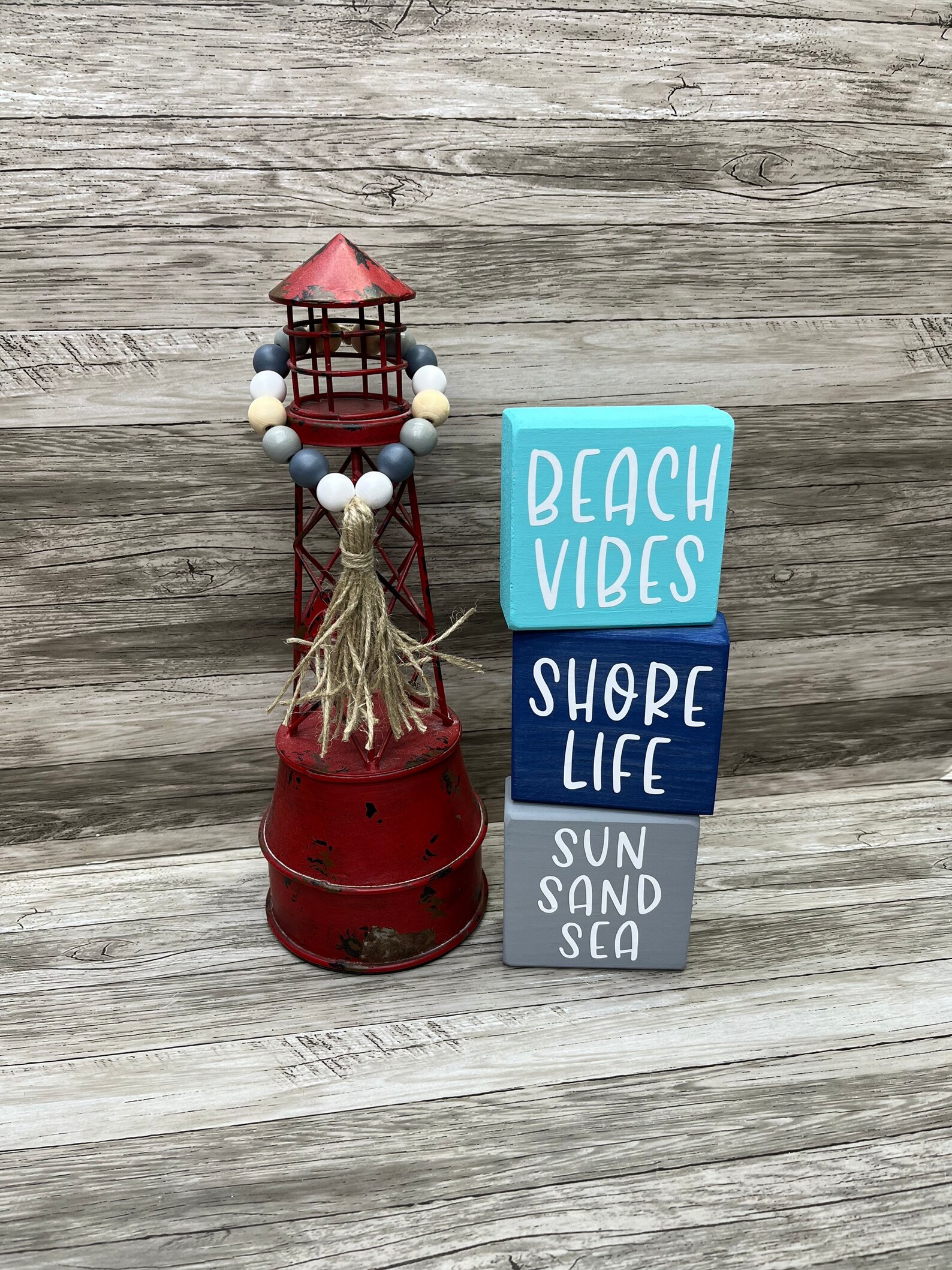 Mini Nautical Wood Blocks | Home Decor | Nautical Decor | Nautical ...