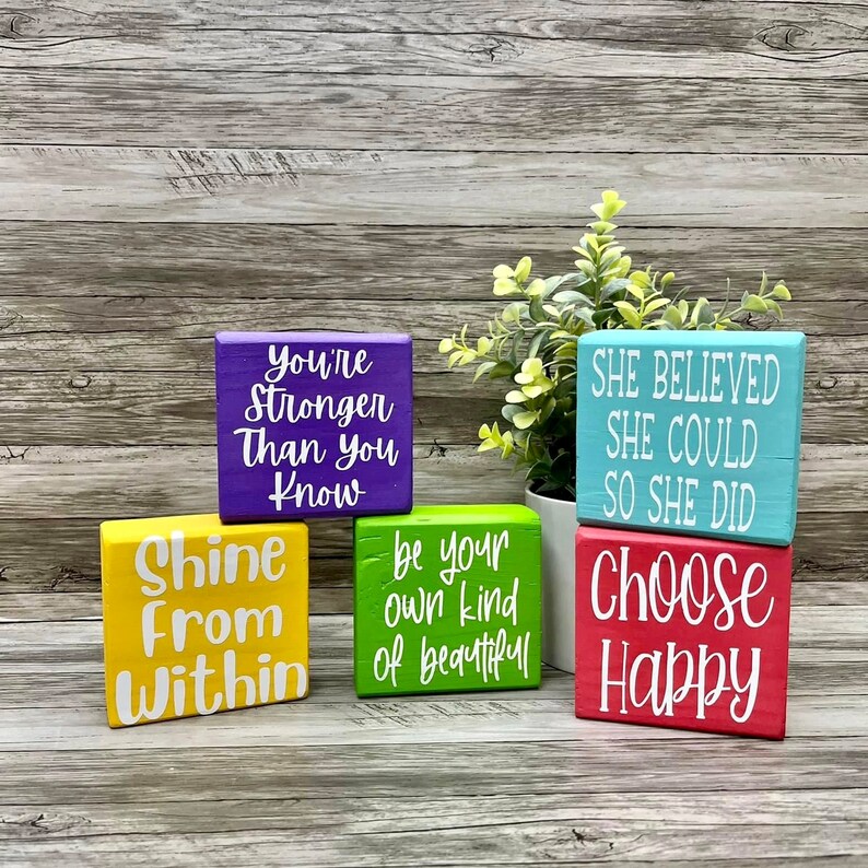 Custom Mini Wood Blocks Inspirational Blocks Home Decor - Etsy