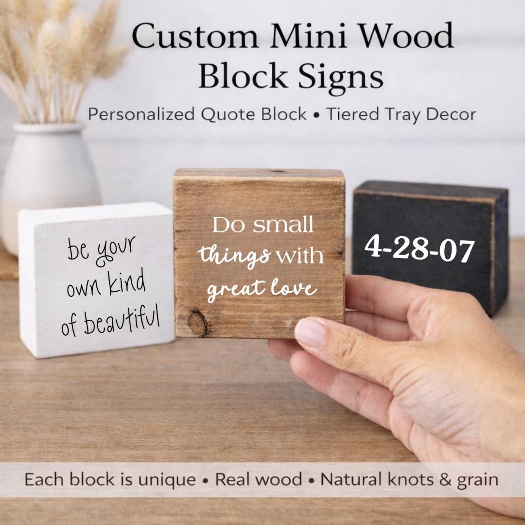 Custom Mini Wood Blocks | Inspirational Blocks | Home Decor | Desk ...