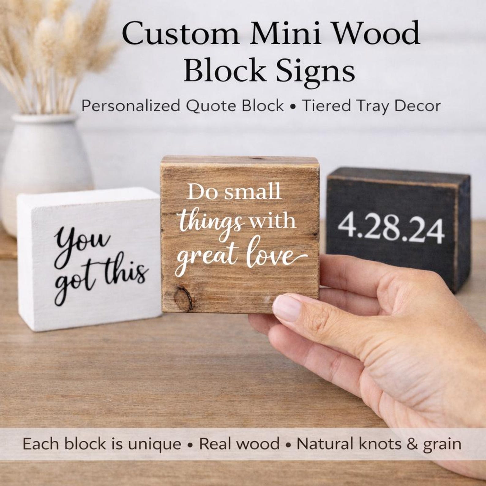 Custom Mini Wood Blocks | Inspirational Blocks | Home Decor | Desk ...
