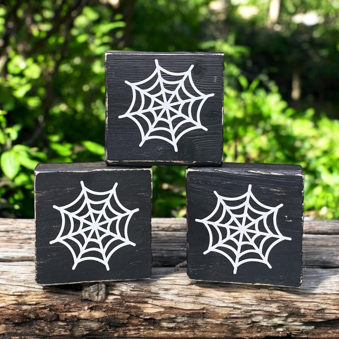 Spider Web Wood Blocks | Home Decor | Halloween | Spooky | Fall Decor ...