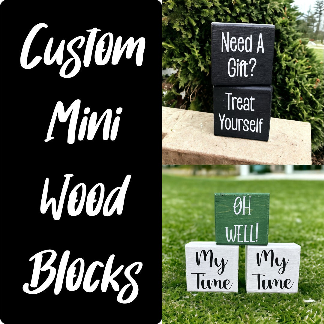 Custom Mini Wood Blocks | Inspirational Blocks | Home Decor | Desk ...