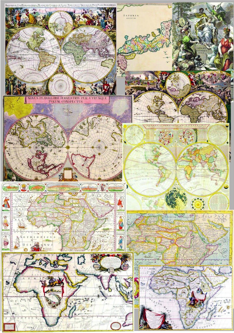 Large Set of 100 Printable Vintage Maps printable Art Poster-high ...