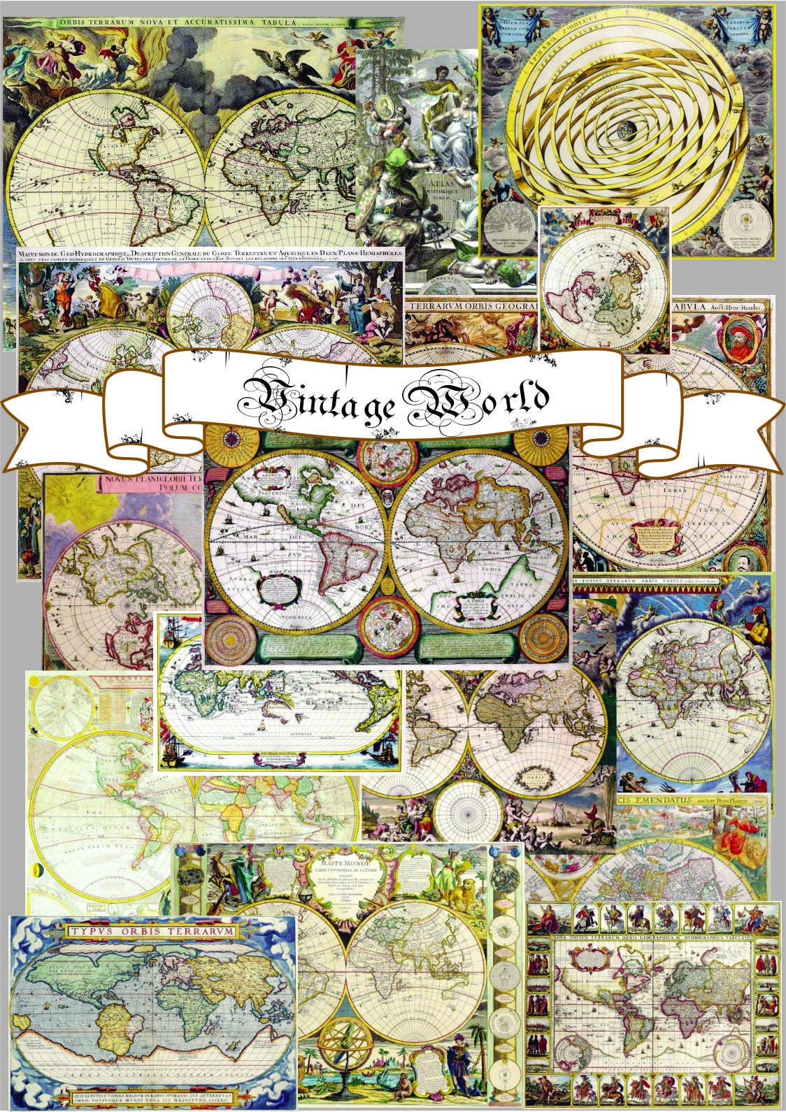 Large Set of 100 Printable Vintage Maps printable Art Poster-high ...