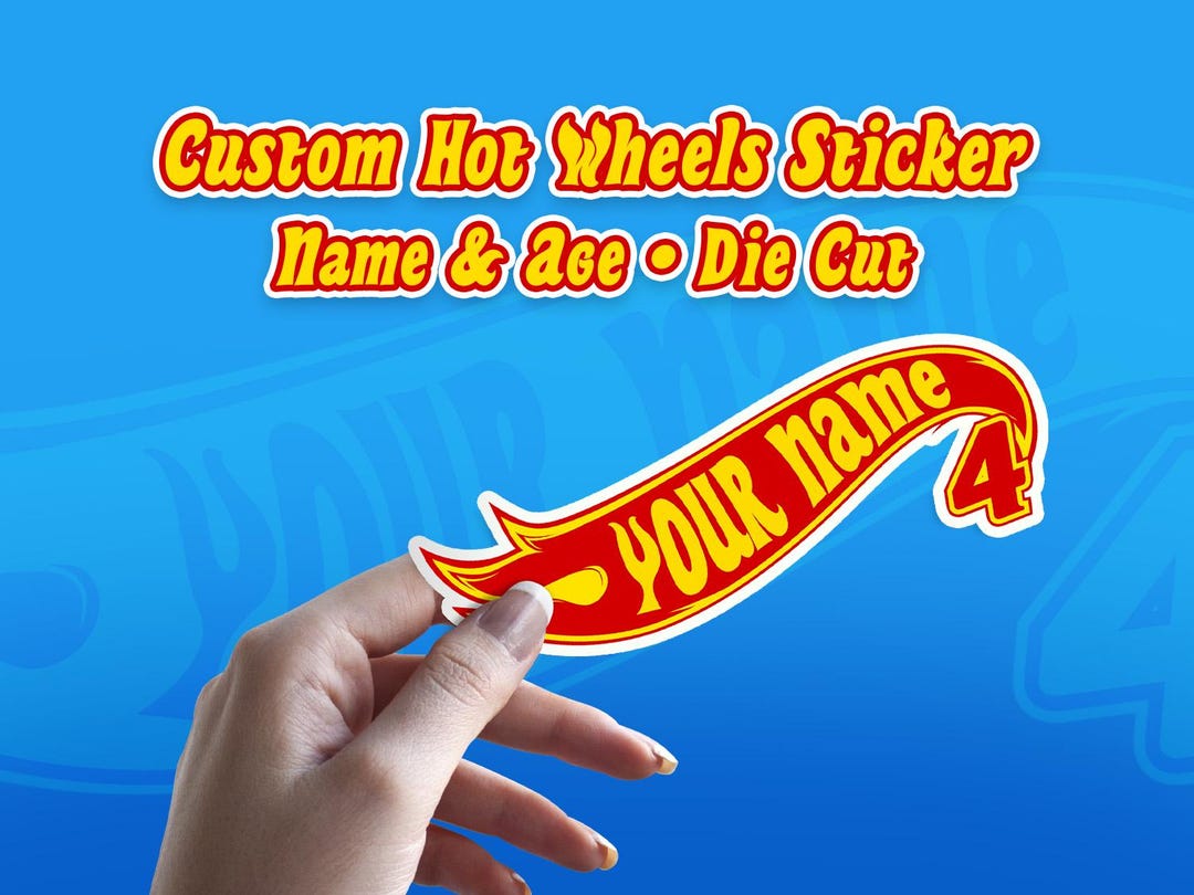 Hot Wheels Custom Name Personalized Sticker Racing Logo Birthday Name ...