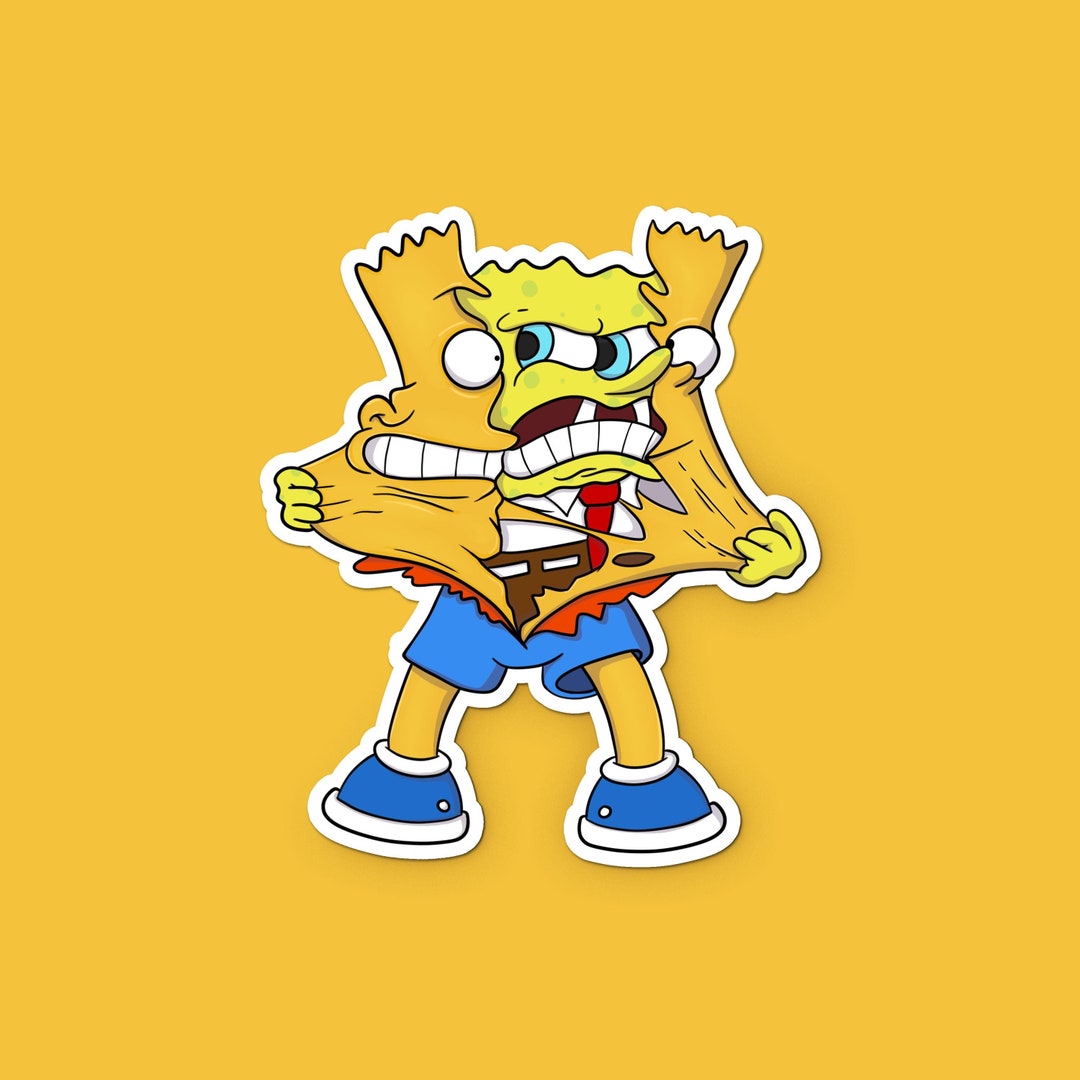 Spongebob Meets Bart Sticker - Etsy