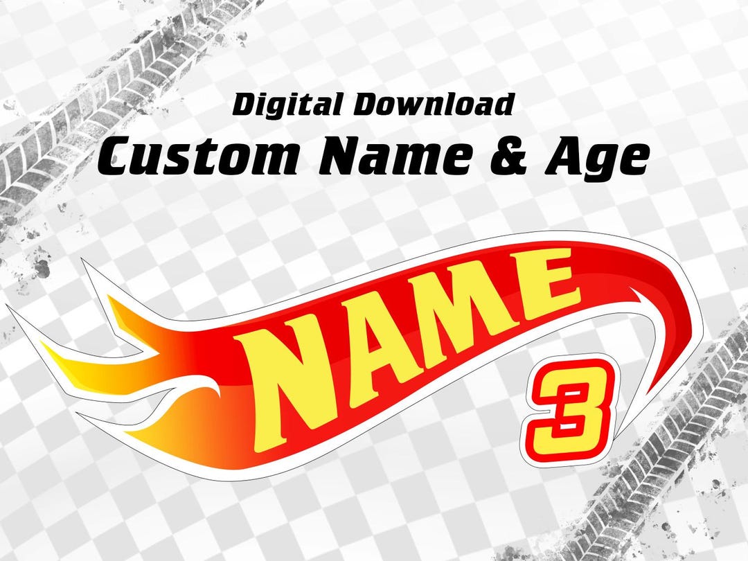 Personalized Hot Cars Logo: Custom Name & Age, Racing Theme (digital ...
