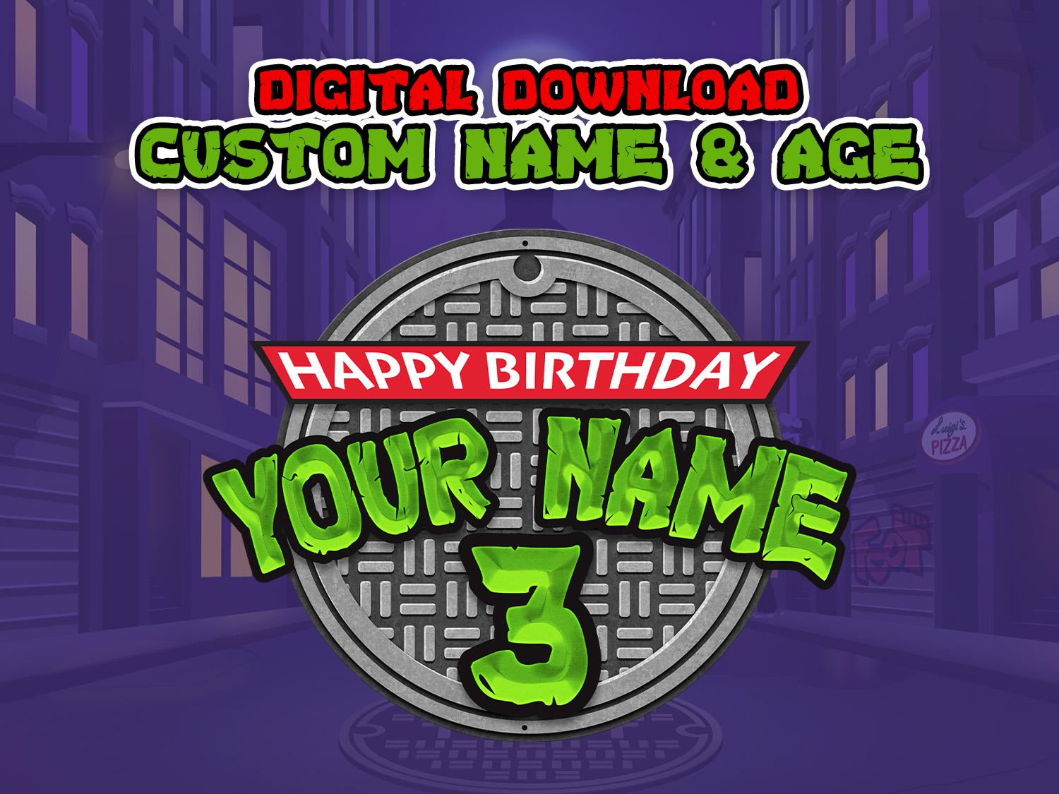 TMNT Style Custom Name Logo Personalized Ninja Turtles Birthday Design ...