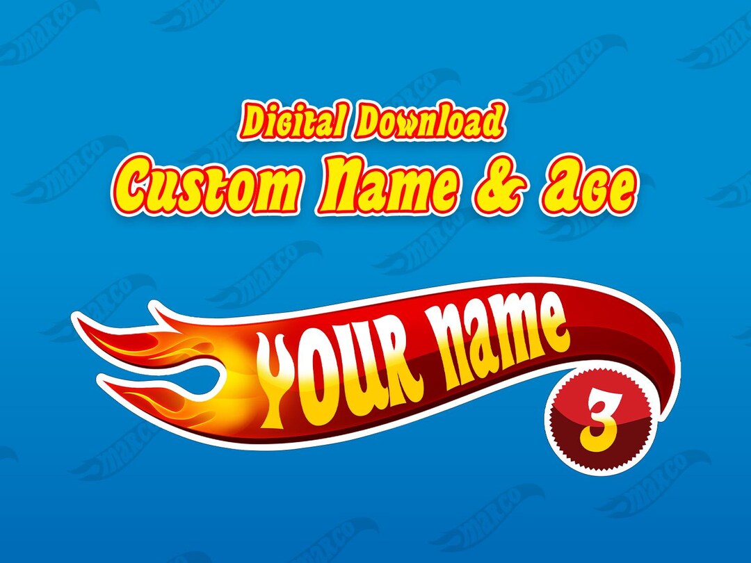 Personalized Hot Wheel Custom PNG Logo, Hot Wheel Original Birthday ...