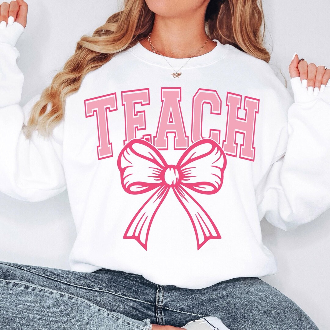 Coquette Teach SVG, Bow Teacher SVG, Bow Teach Svg, Varsity Teach Png ...