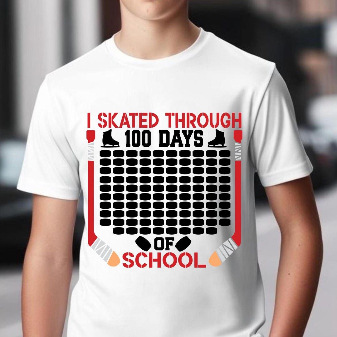 100 Days of School Hockey Shirt SVG I Skated Through 100 Days of School ...