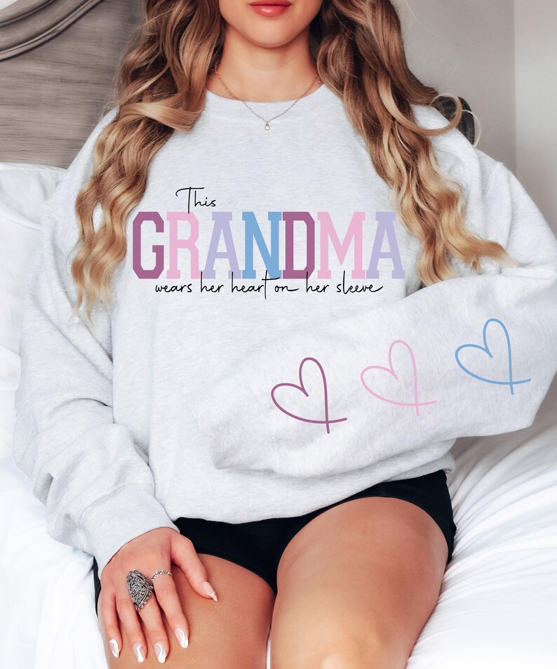 This Grandma Wears Her Heart on Her Sleeve SVG PNG Grandma Svg Kids ...