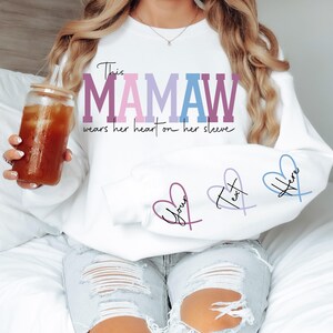 This Mamaw Wears Her Heart on Her Sleeve SVG PNG Add Your Own Names ...
