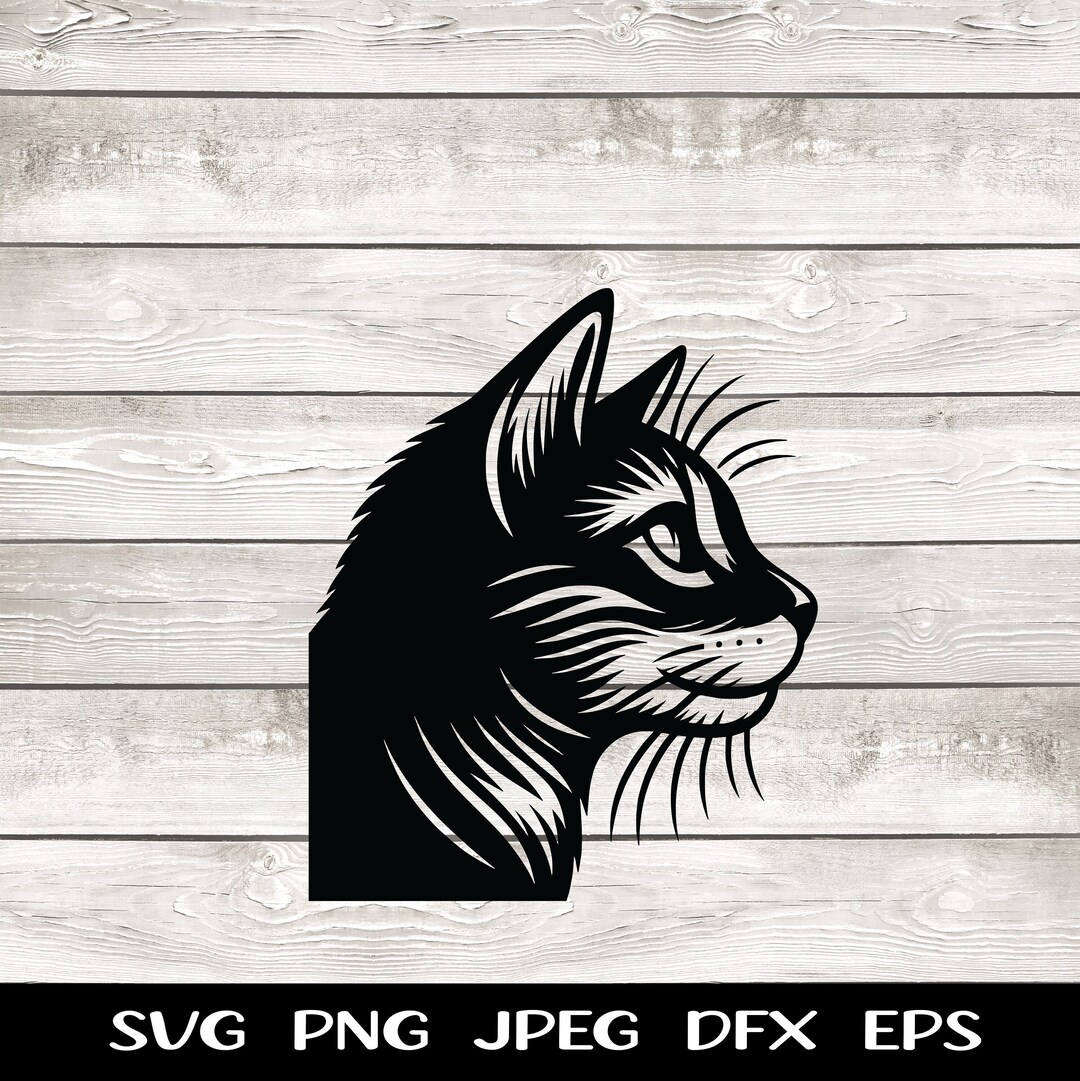 Cat SVG Cat PNG Cute Cat Kitten Cat Head Cat Profile Portrait Digital ...
