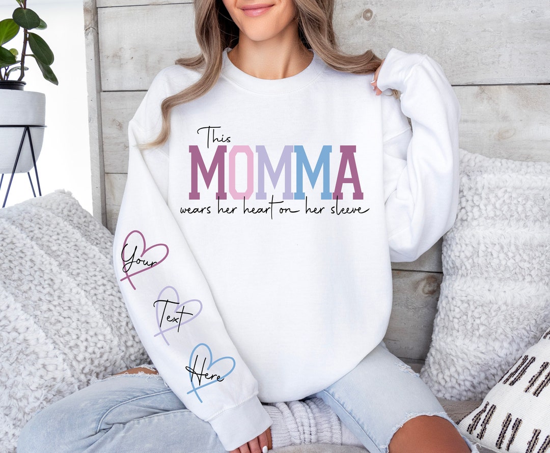 This Momma Wears Her Heart on Her Sleeve SVG PNG Add Your Own Names ...