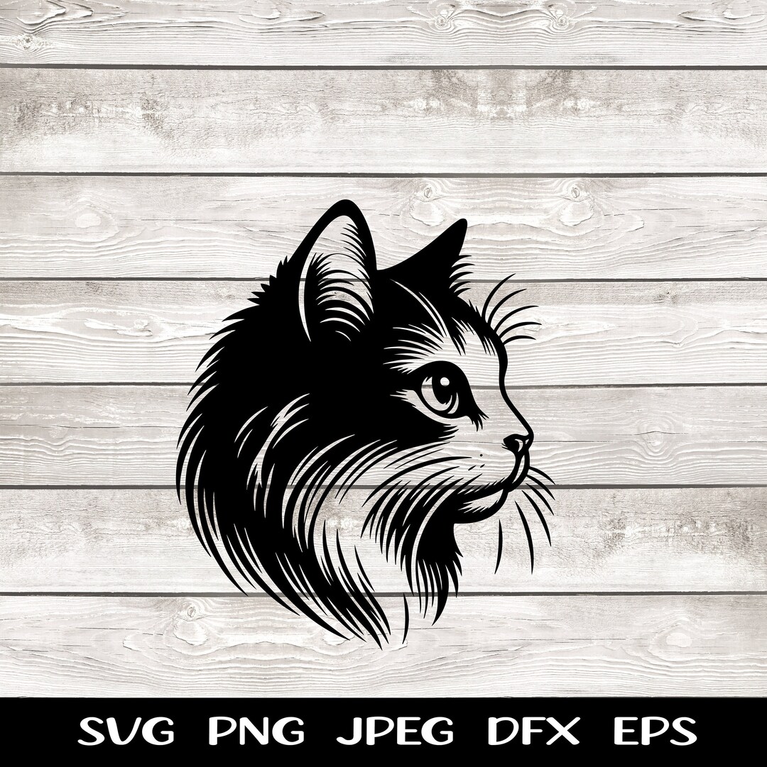 Cat SVG Cat PNG Cute Cat Kitten Cat Head Cat Profile Portrait Digital ...