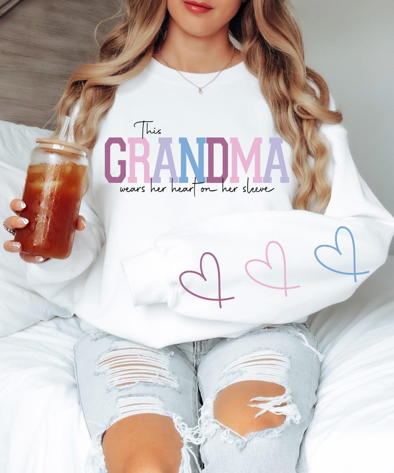 This Grandma Wears Her Heart on Her Sleeve SVG PNG Grandma Svg Kids ...