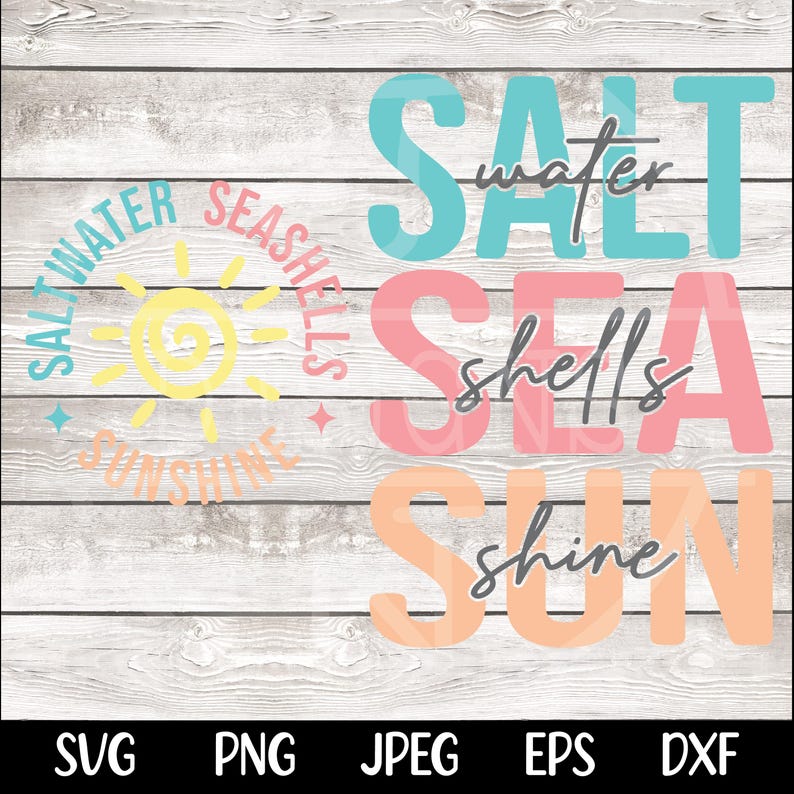 Saltwater Seashells Sunshine Svg Png Vacation Svg Summer Shirt Design ...