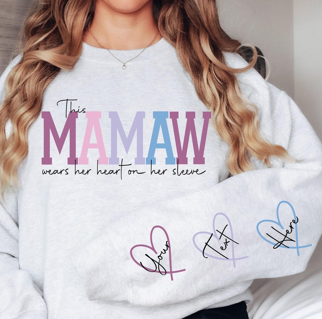 This Mamaw Wears Her Heart on Her Sleeve SVG PNG Add Your Own Names ...