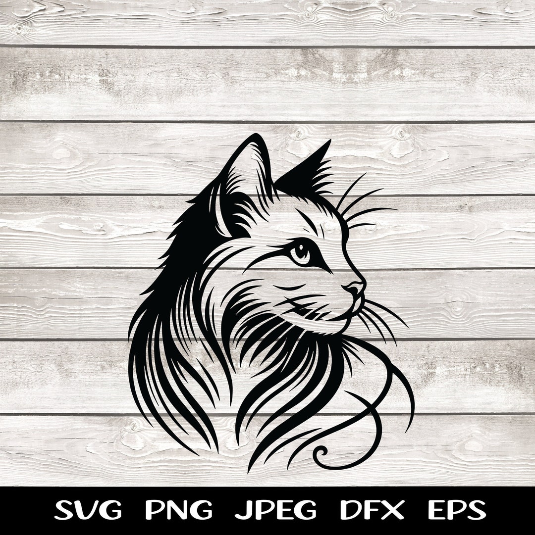 Cat SVG Cat PNG Cute Cat Kitten Cat Head Cat Profile Portrait Digital ...
